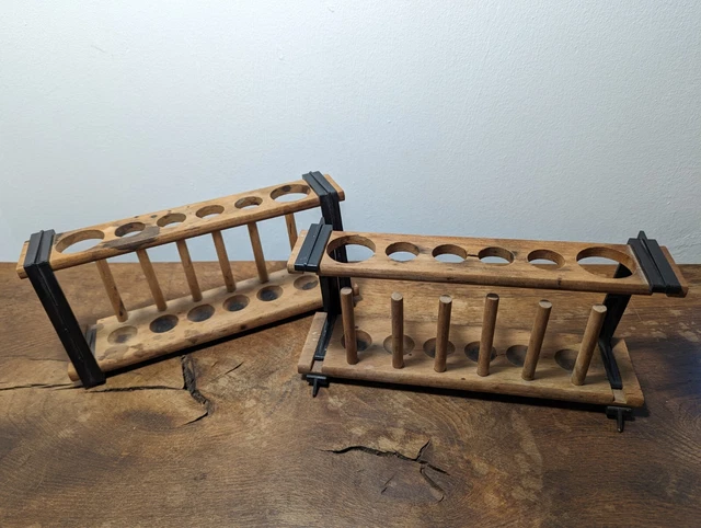 VINTAGE OLD SCHOOL Laboratory Test Tube Holder Rack Stand, Matching ...