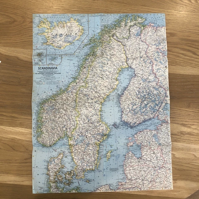 VINTAGE MAP OF Scandinavia (1963) - National Geographic $25.00 ...