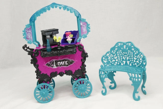MONSTER HIGH CAFE CART BENCH Doll Playset Furniture SCARIS City of ...