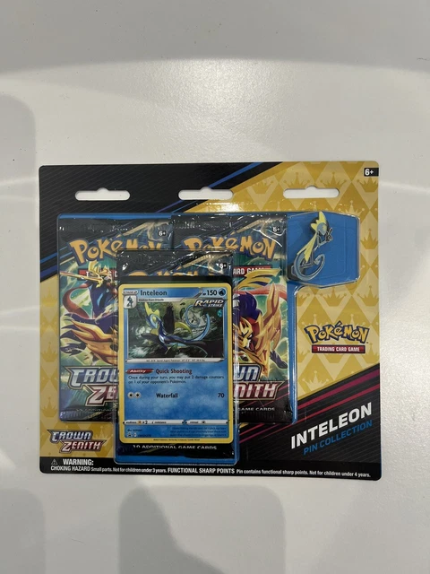 POKEMON CROWN ZENITH Inteleon Pin Collection Triple Blister Pack New ...