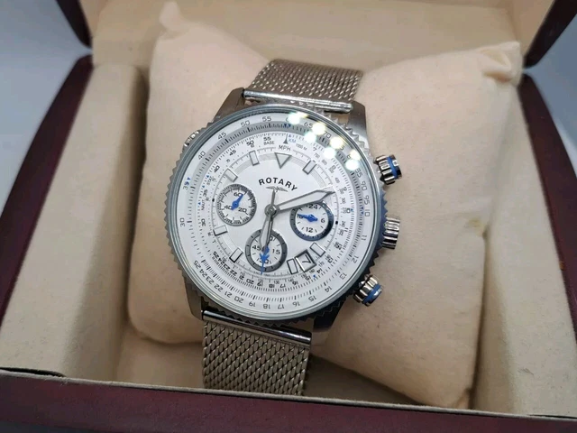 ROTARY MENS STAINLESS Steel Mesh Strap Chronograph Watch. GB03107/06 £ ...