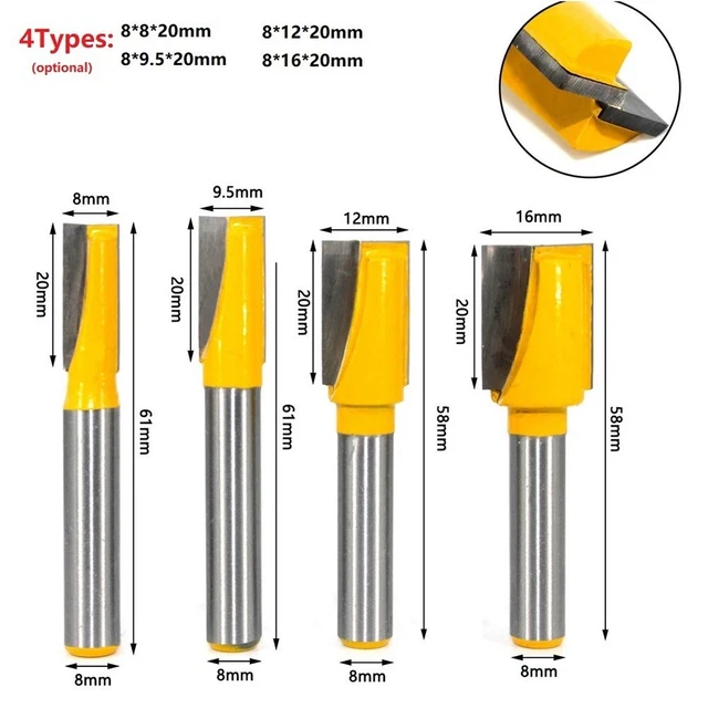 8MM SHANK BOTTOM Wood Cleaning Bit Straight Router Bit Woodwork Milling ...