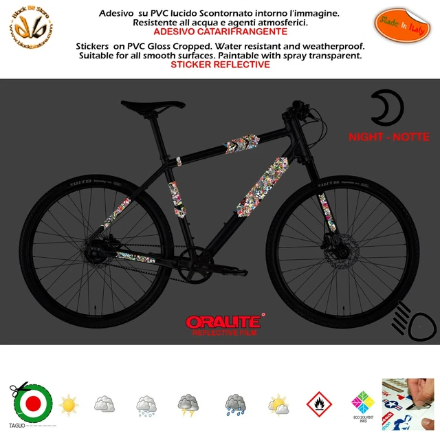 KIT ADESIVI RIFLETTENTE telaio bike mtb sticker reflective bomb Vans DC ...