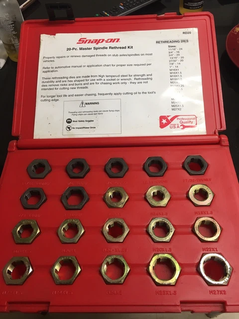SNAP ON 20 pc Master Spindle Rethreading Set Rd20 £85.00 - PicClick UK