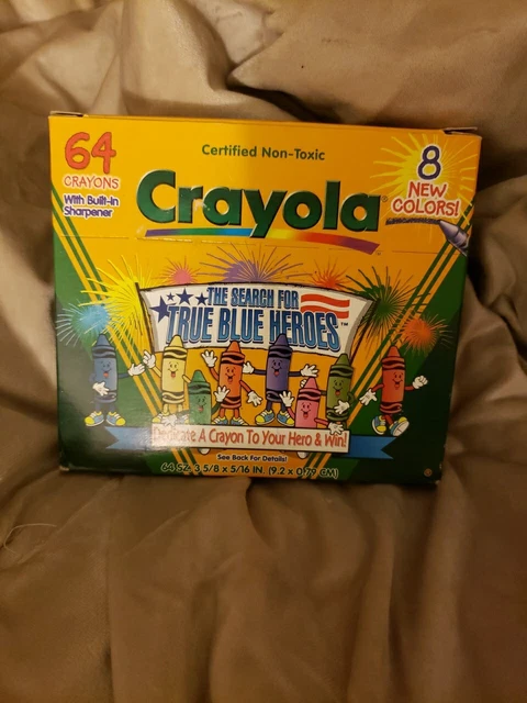CRAYOLA CRAYONS TRUE Blue Heroes Special Edition 64 Crayons W/Built In ...