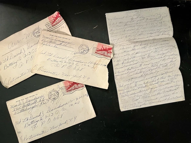 SET OF 3 WWII WW2 Era Handwritten Letters 1943 Military Air Mail 6 Cent ...