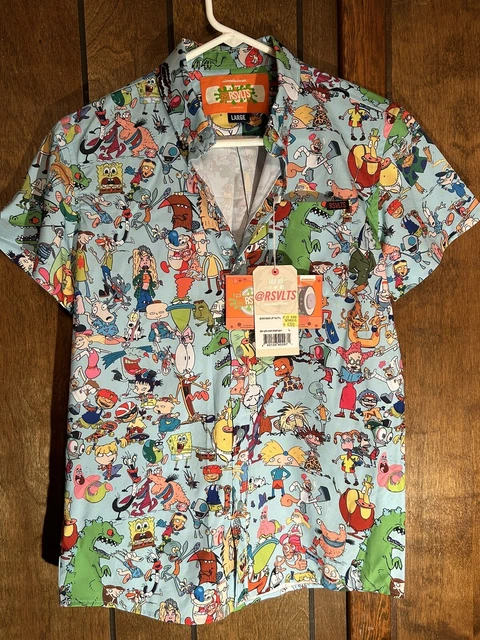 RSVLTS NICKELODEON 90S Mashup Button Up Shirt Youth Kids Large NWT £24. ...