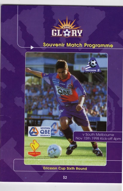 SOCCER - PERTH Glory Programme vs South Melbourne 15 Nov 1998 £3.16 ...