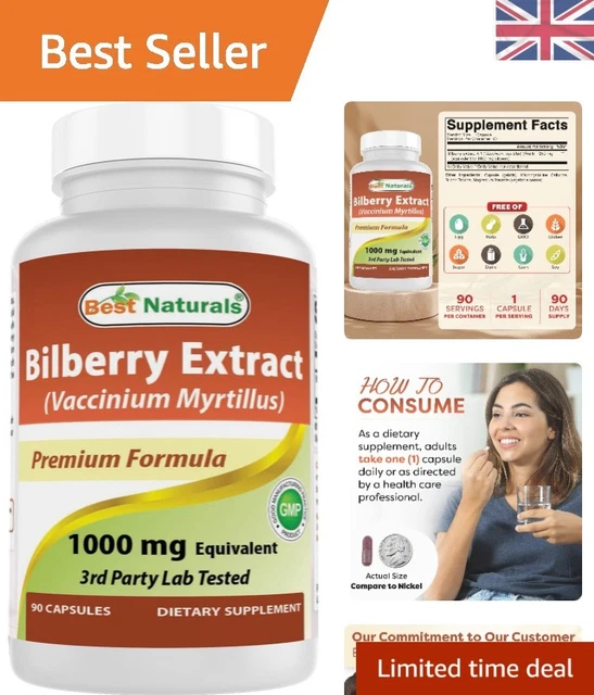 BILBERRY EXTRACT 1000MG for Healthy Vision - Rapid Release Softgels, 90 ...