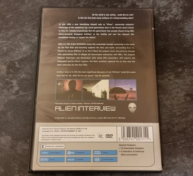 AREA 51 ALIEN Interview DVD Steven Williams EUR 12,81 - PicClick IT