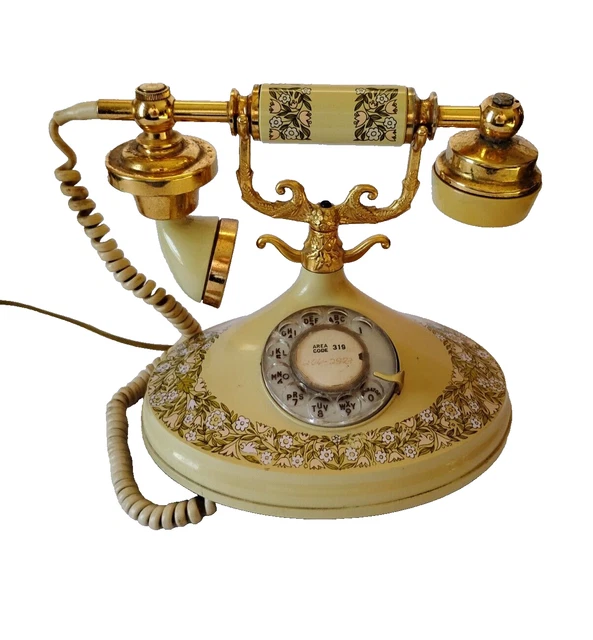 VINTAGE FLORAL EMPRESS Landline Phone 1973 Telephone Rotary Dial ...
