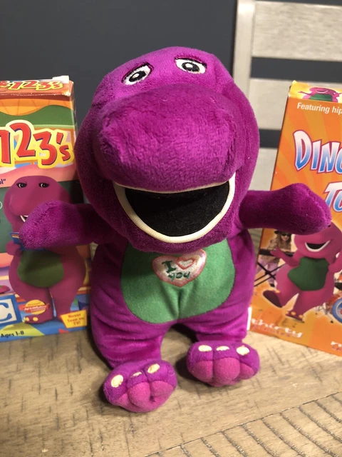 BARNEY SINGING PLUSH & 2 VHS - Let’s Play School! ABC’s 123’s & Dino ...