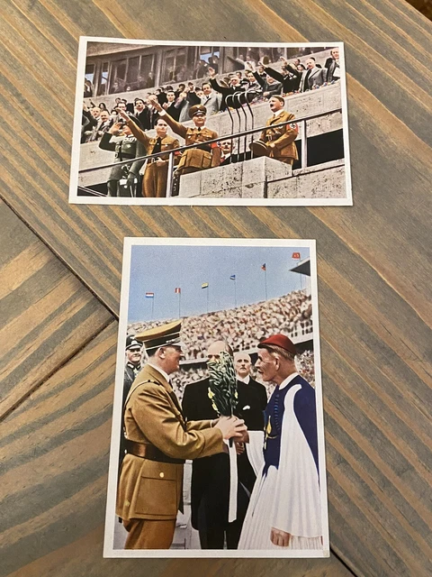 1936 MUHLEN FRANCK Berlin Olympics German Emperor Dictator 2-Cards RARE ...