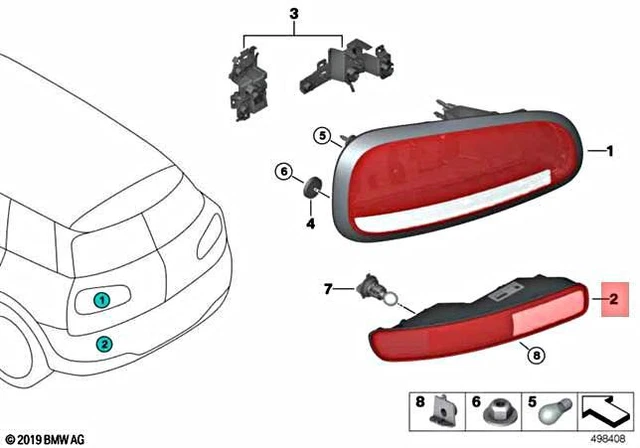 GENUINE MINI COOPER JCW One F54 D S ALL4 SD Rear Light Bumper Right ...