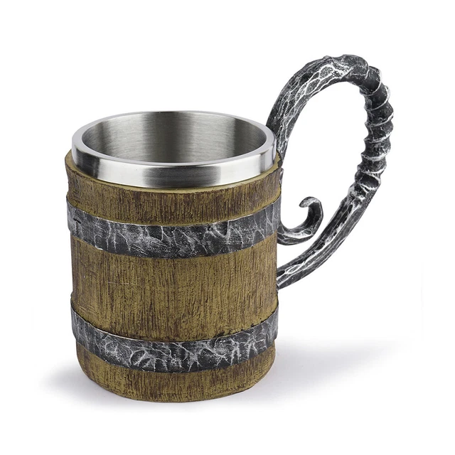 TANKARD WITH HANDLE Whiskey Bucket Shaped Beer Mug Tea Retro Resin Bar ...