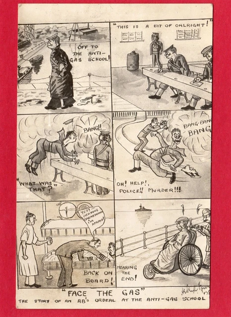 NAVAL COMIC ROYAL Navy Anti Gas School Artist Signed RP pc unused AR427 ...