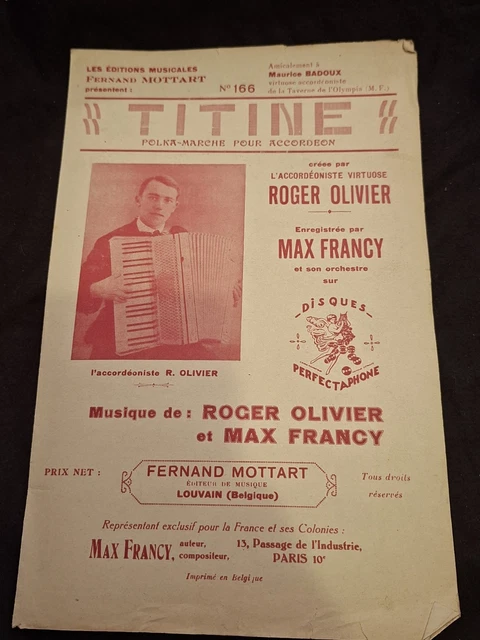 PARTITION TITINE ROGER Olivier Max Francy Sheet Music EUR 7,00 ...