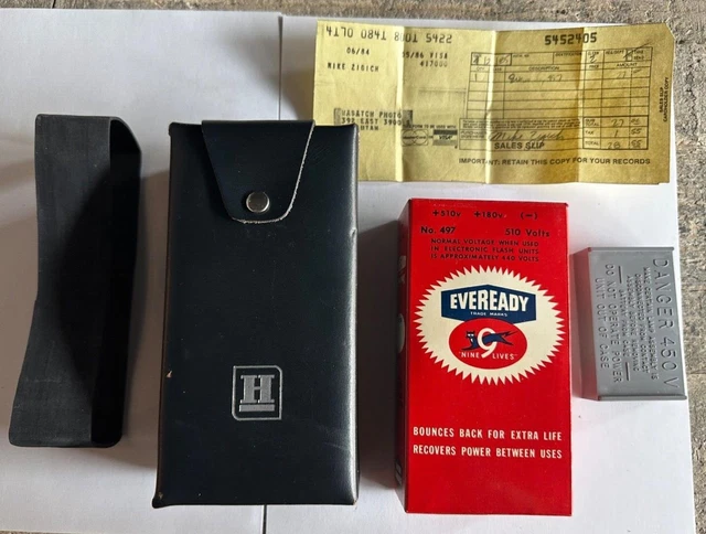 VINTAGE EVEREADY MINI Max Photographic Flash Battery No. 497 + Leather ...