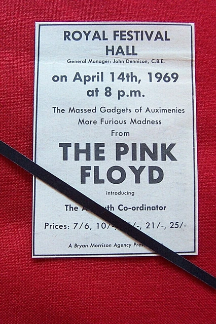 PINK FLOYD ROYAL Festival Hall London 1969 Original Vintage Gig Concert ...