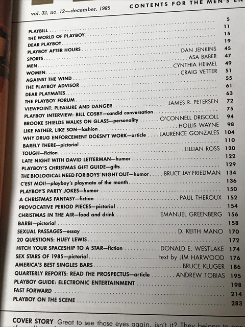 PLAYBOY DEZEMBER 1985 Barbi Benton-Bill Cosby-Brooke Schilde-Paul ...