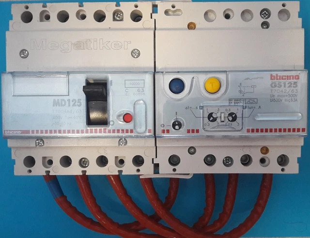 INTERRUTTORE MEGATIKER BTICINO MD125 T7004A4/63 + Differenziale GS125 T7042/63 EUR 120,00 ...