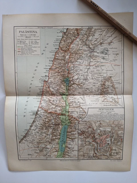 1896 MAP of PALESTINE. original antique print Israel £4.32 - PicClick UK