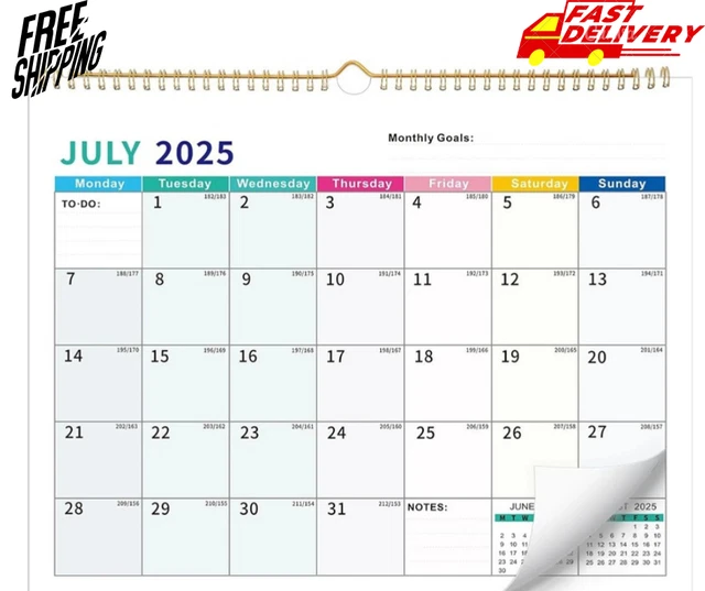 CALENDAR 2025/26 UK, Large Wall Jul 2025-Dec 2026, Family Calendar... £ ...