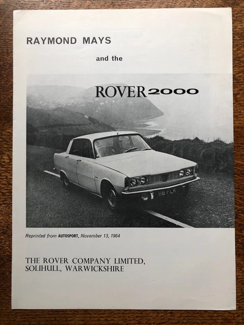 ROVER 2000 REPRINT of Road Test from 'Autosport' November 13 1964 £2.95 ...