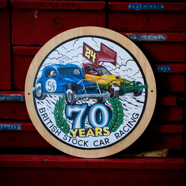 70 YEARS OF British stock car racing artwork print BriSCA F1 wooden ...