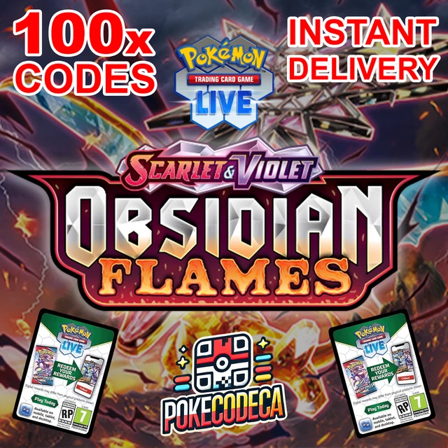 100X OBSIDIAN FLAMES Codes Booster Pokémon TCG LIVE - PTCGL - SENT ...