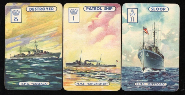 RARE 1940S WWII Royal Navy WARSHIPS SWAP CARDS DESTROYER Cossack SLOOP ...