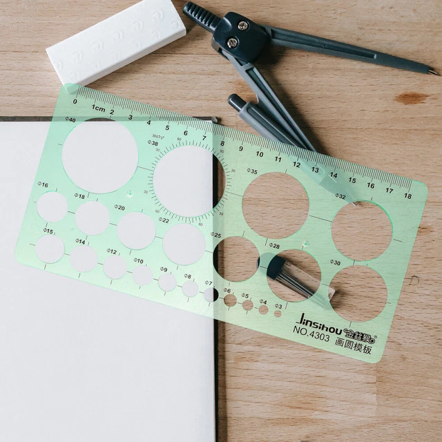 PLANTILLA DE MEDICIÓN de geometría de 2 piezas Plantillas de dibujo ...