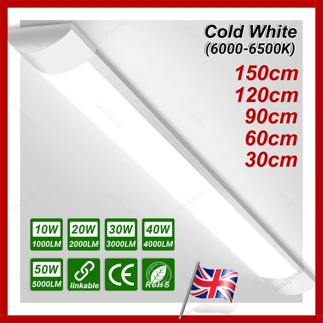 LED BATTEN LIGHT Tube Strip Light 6500K Daylight 2FT 4FT 5FT 6FT Office ...