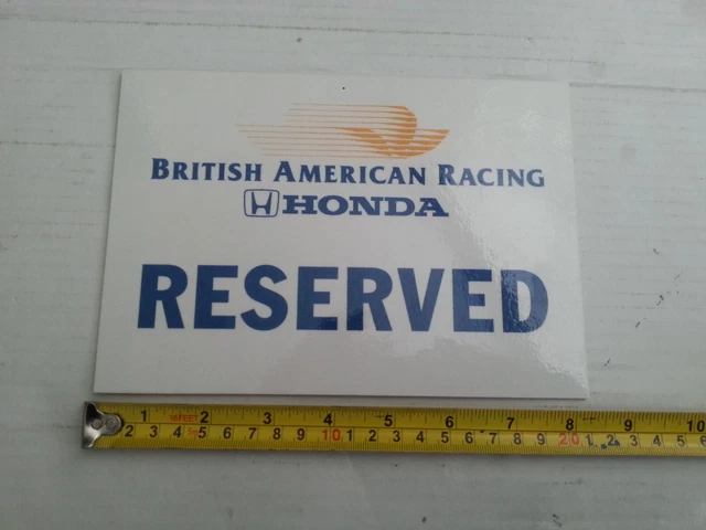 BRITISH AMERICAN RACING (BAR) HONDA RESERVATION CARD 1999 (F1 Formula 1 ...