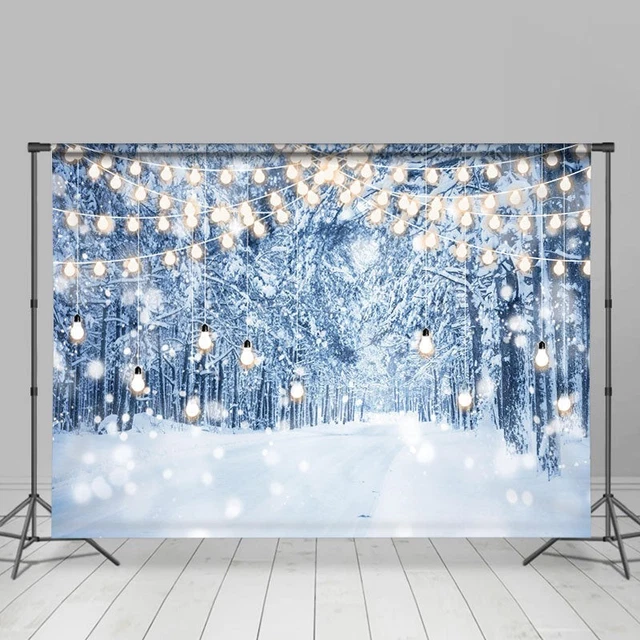 WHITE SNOWFIELD GLITTER Light Woods Christmas Backdrop $37.90 - PicClick AU