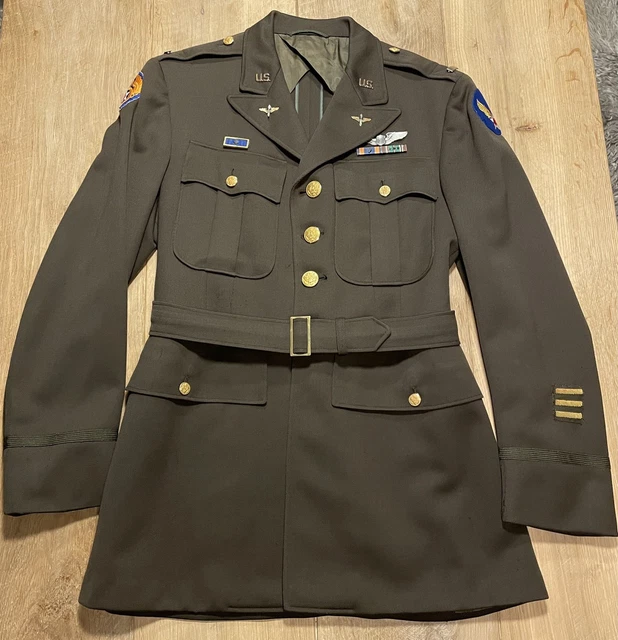 WWII US ARMY Air Corps USAAF Officer Tunic Eighth Airforce Named size ...