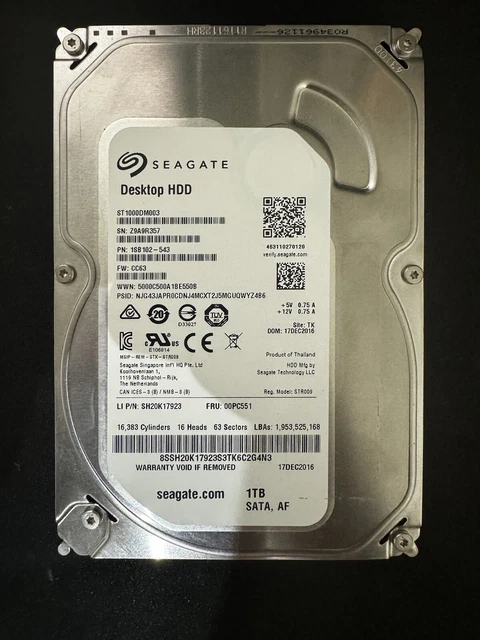 SEAGATE BARRACUDA ST1000DM003 1TB 3.5" SATA Internal 7200RPM 64MB Hard Disk... EUR 0,33 ...