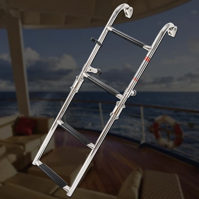 Folding Boarding Ladder Stainless Steel 4 Steps Ladder For Marine Boat