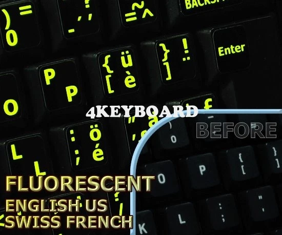 GLOWING FLUORESCENT SWISS French keyboard stickers $8.96 - PicClick