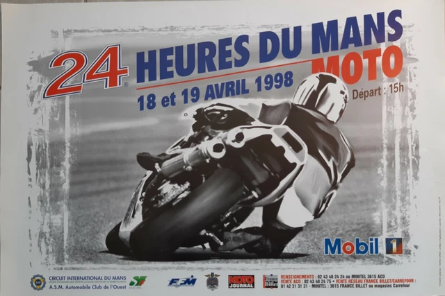Affiche Originale 24 Heures Du Mans Moto 1998 Eur 8 00 Picclick Fr