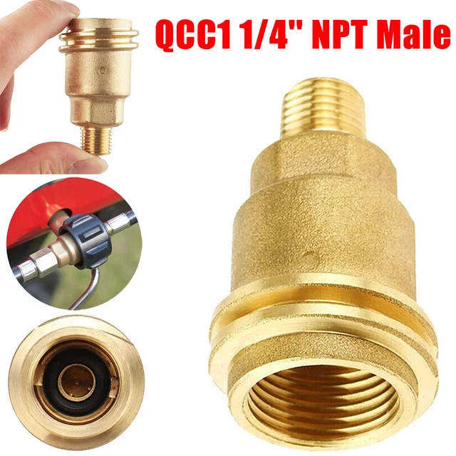 3 SOLID BRASS QCC1 Nut Propane Gas Fitting Adapter 1/4" Male Pipe ...