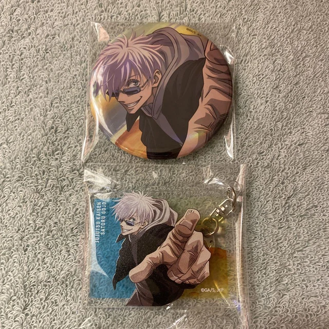 JUJUTSUKAISEN EXHIBITION MAPPA Gojo Satoru Tin Badge Acrylic Key Chain ...