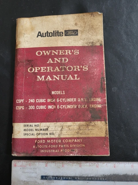 VINTAGE ORIGINAL 1968 Autolite Ford Industrial Engine 240ci 300ci Owner ...
