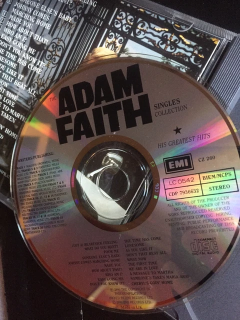ADAM FAITH HIS Greatest Hits Used 20 Tracks Best Of Cd Pop Rock N Roll ...