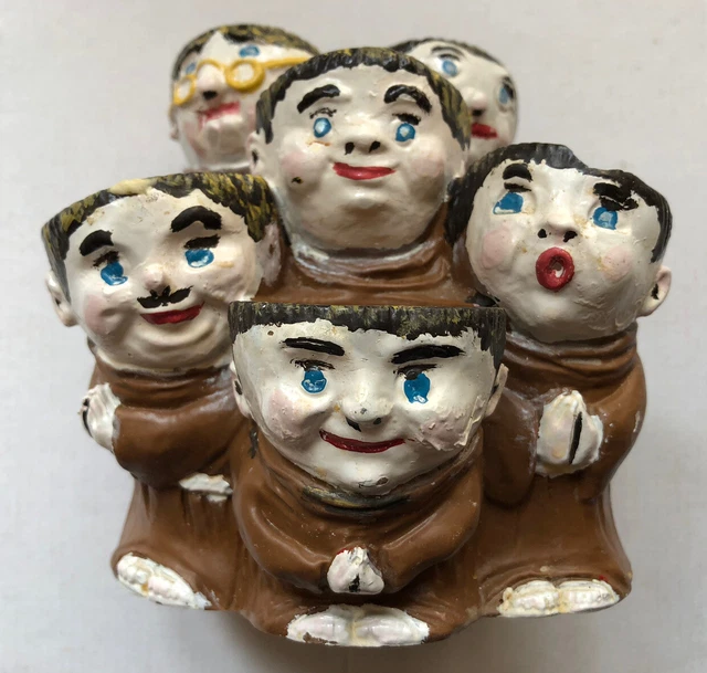 VINTAGE GERMAN WEISS Hand Painted Monk 6 Egg Cup Holder £12.00 ...