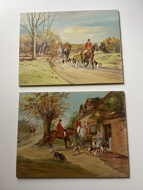 VINTAGE LANDSCAPE PAINTING Horses Equine Impressionism Pair 1960’s ...