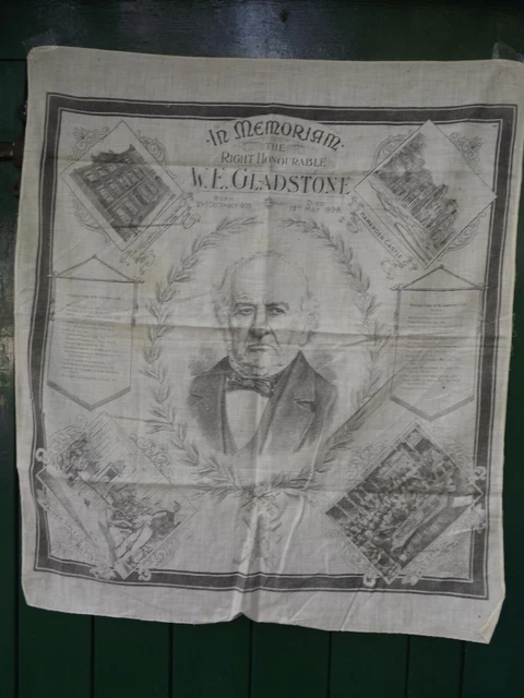 1898 WILLIAM GLADSTONE In Memoriam Cloth with Portraits & key dates etc ...