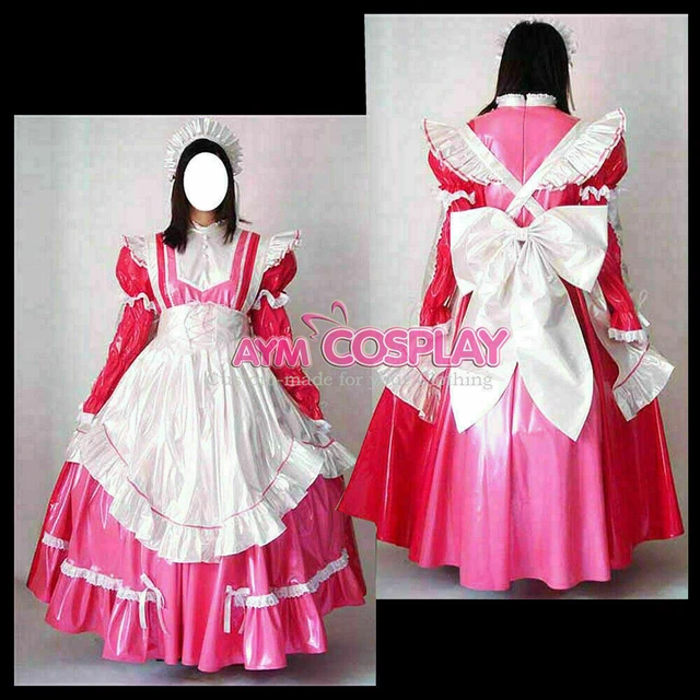 NEW！SISSY MAID PVC long dress lockable cross-dressers cosplay Tailor ...