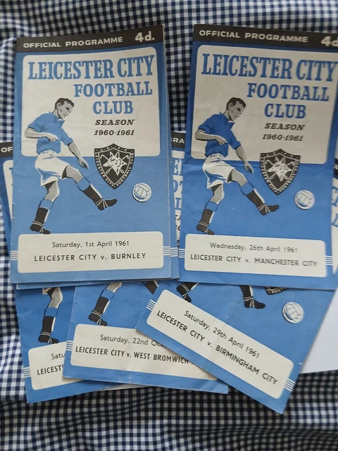 5 X LEICESTER CITY Home programmes 1960/61 season incl WBA, Burnley ...