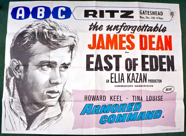RARE VINTAGE JAMES Dean East of Eden Quad Poster. ABC RITZ Cinema ...